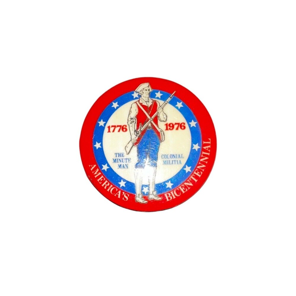 Rare Vintage 1976 Bicentennial Minute Man Pin - Patri… - Gem